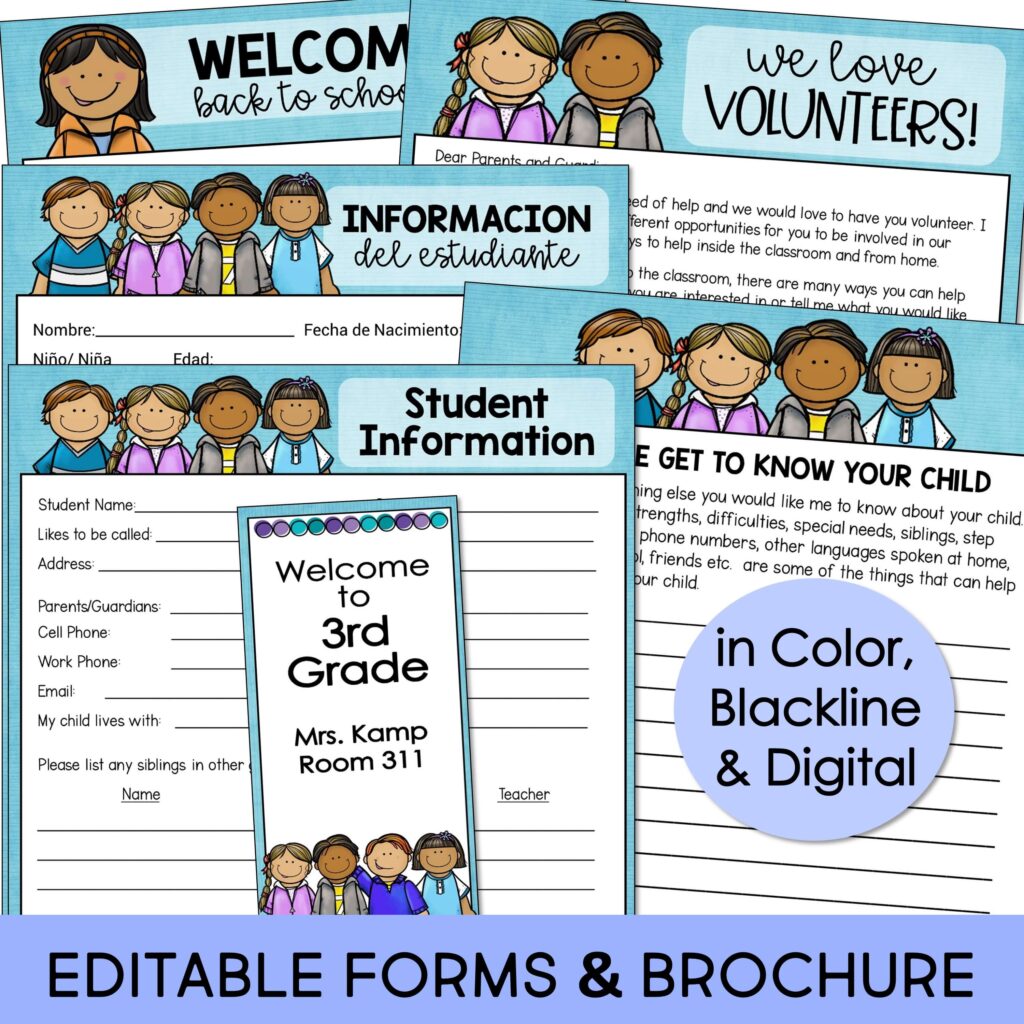 Meet the Teacher Templates, Parent Forms & PowerPoint BLUES - Around ...