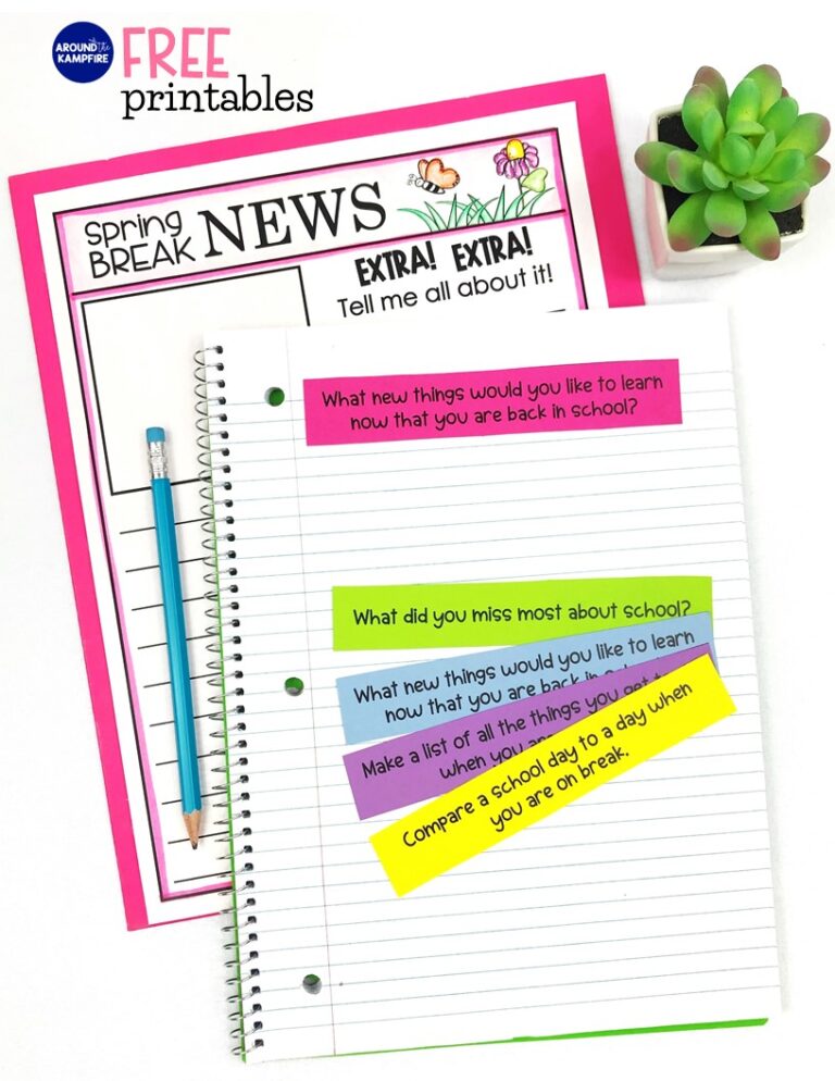 FREE Spring Break Writing Activities for the Week You Get Back - Around ...