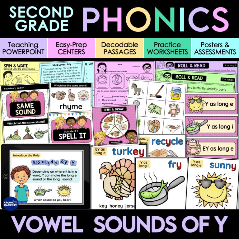 Vowel Sounds of Y Activities | 2nd Grade - Around the Kampfire