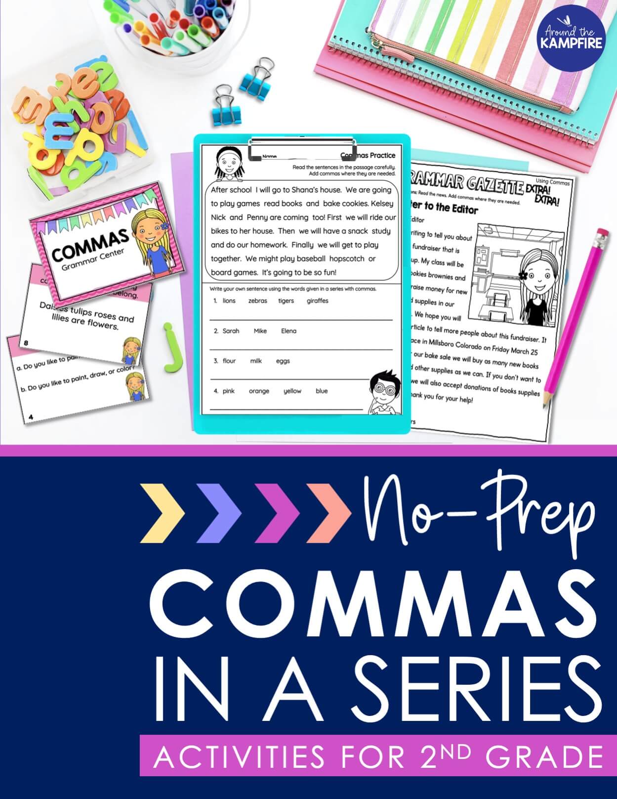 6 No Prep Commas In A Series Activities For 2nd Grade Around The Kampfire