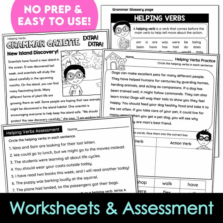Helping Verbs Activities 3rd Grade - Around the Kampfire
