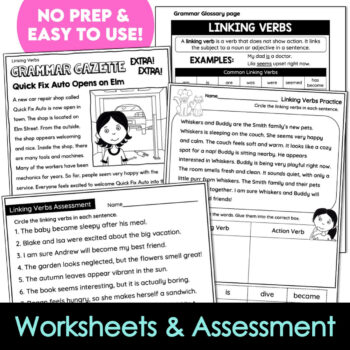 Linking Verbs Activities 3rd Grade Grammar - Around the Kampfire