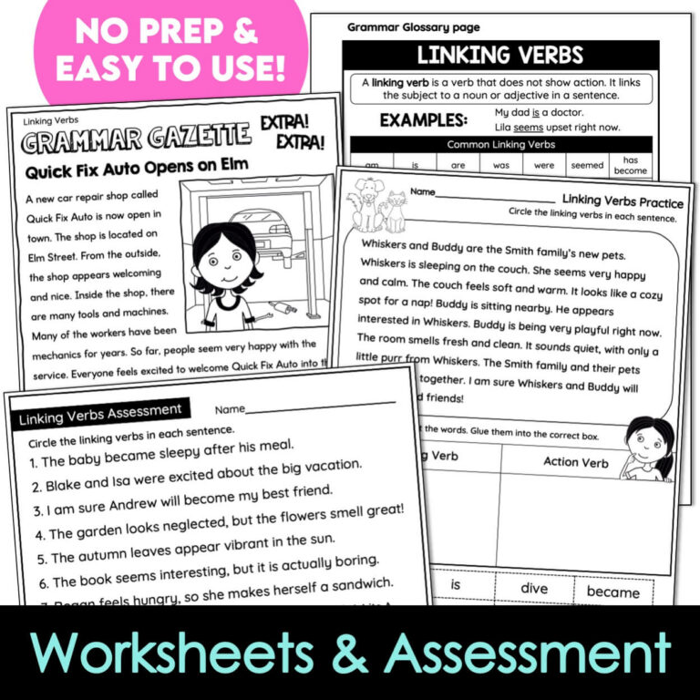Linking Verbs Activities 3rd Grade Grammar - Around the Kampfire