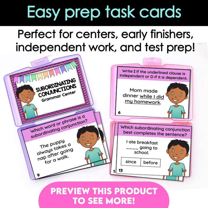 Subordinating Conjunctions Activities 3rd Grade Grammar - Around the ...