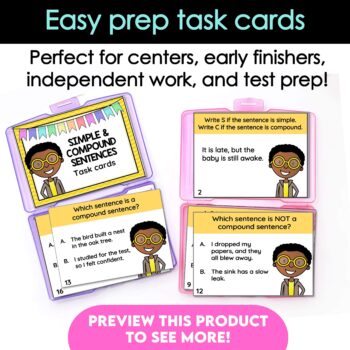 Simple and Compound Sentence Activities 3rd Grade Grammar - Around the ...