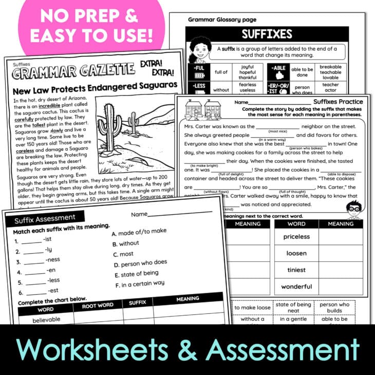 Suffix Activities 3rd Grade Grammar - Around the Kampfire