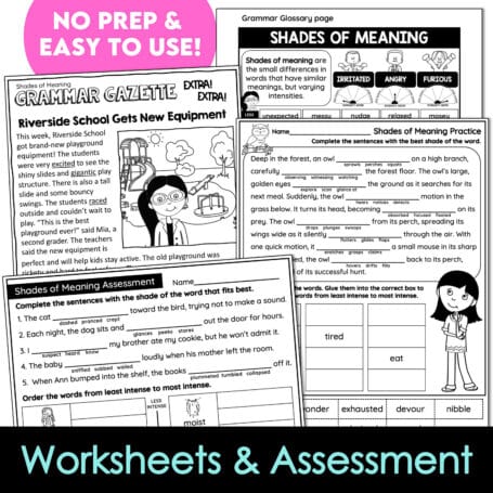 Shades of Meaning Activities 3rd Grade Grammar - Around the Kampfire